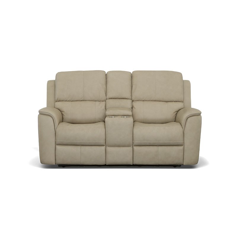 Henry Power Reclining Loveseat W/ Console (Beige) Flexsteel | Furniture ...