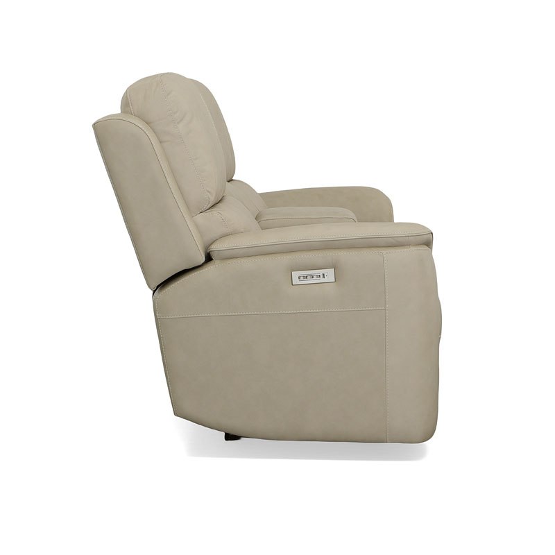 Henry Power Reclining Loveseat W/ Console (Beige) Flexsteel | Furniture ...