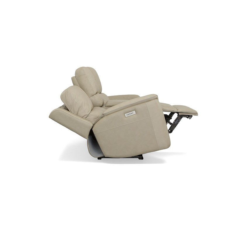 Henry Power Reclining Loveseat W/ Console (Beige) Flexsteel | Furniture ...