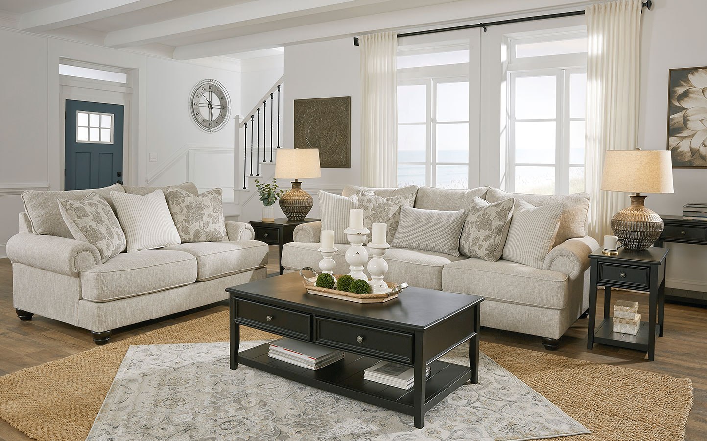 Asanti Fog Living Room Set BenchCraft | Furniture Cart