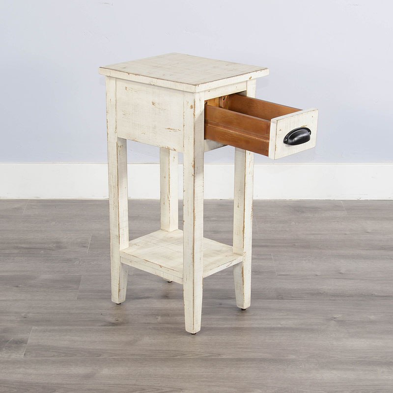 Marina Chairside Table (White Sand) Sunny Designs | Furniture Cart