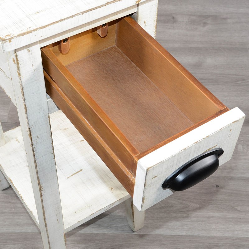 Marina Chairside Table (White Sand) Sunny Designs | Furniture Cart