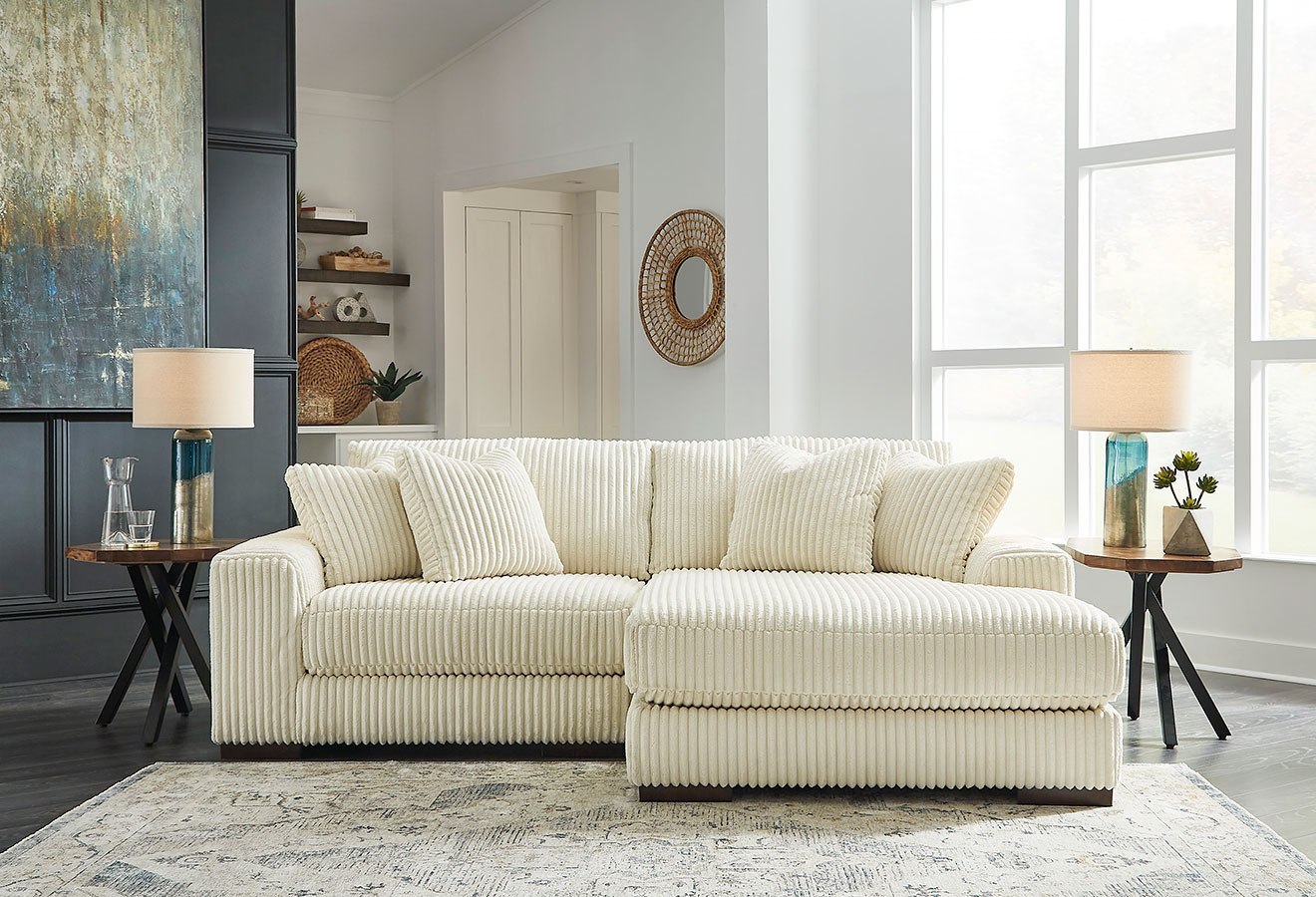 Lindyn Ivory 2-Piece Right Chaise Sectional Signature Design ...