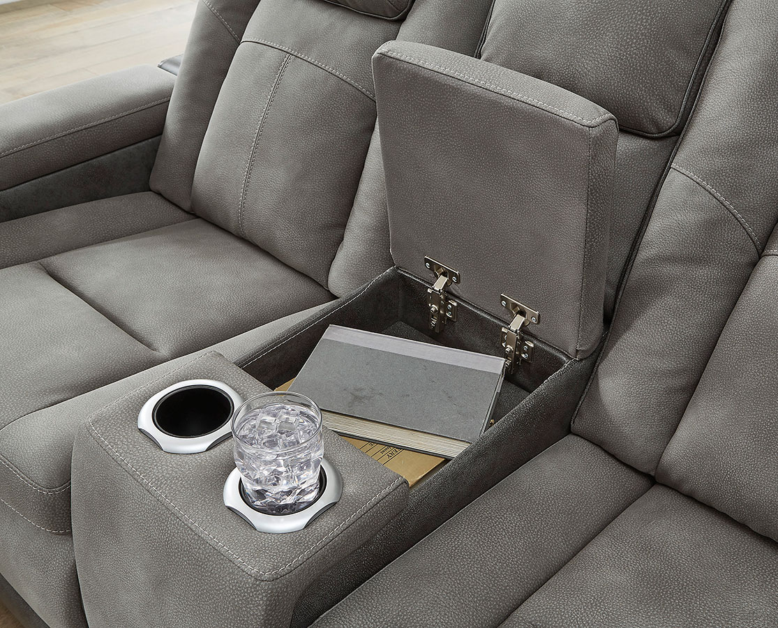 Next-Gen DuraPella Slate Power Reclining Console Loveseat Signature ...