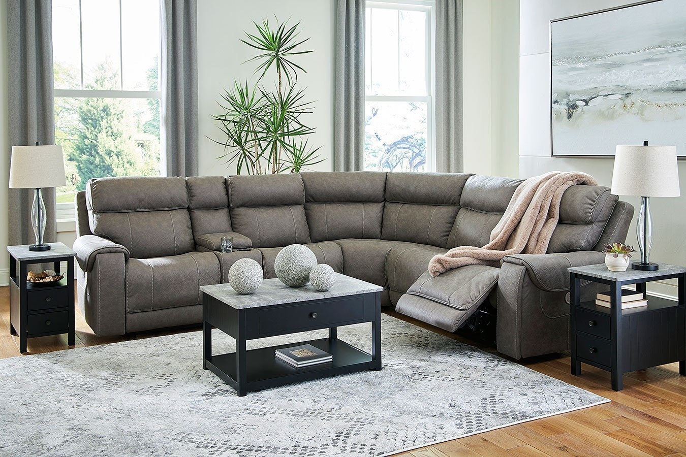 Starbot Fossil Modular Power Reclining Sectional Set Signature Design ...
