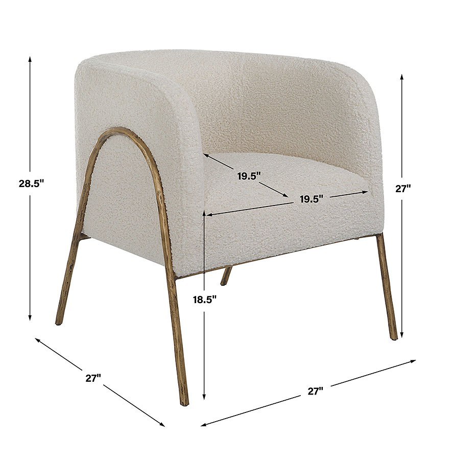 Jacobsen Off White Shearling Accent Chair Uttermost | Furniture Cart