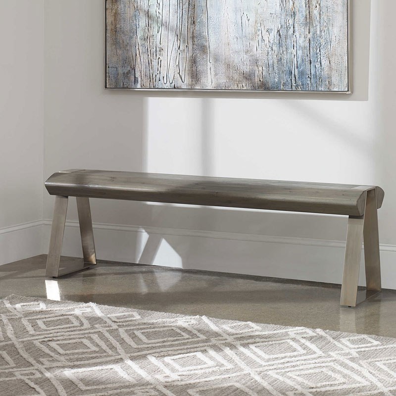 Acai Light Gray Bench Uttermost | Furniture Cart