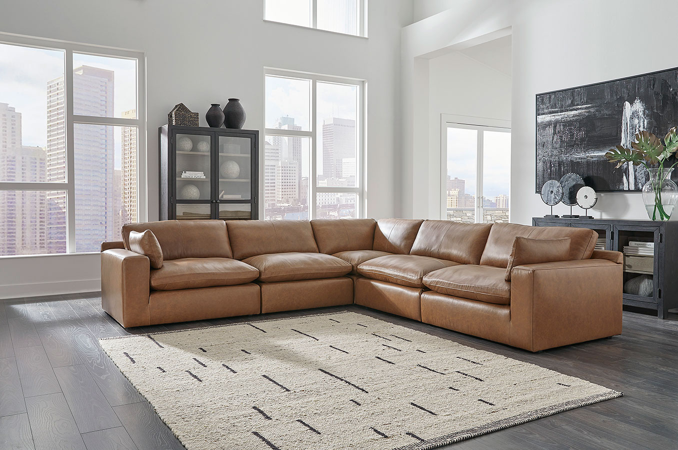 Emilia Caramel Modular Sectional Signature Design | Furniture Cart