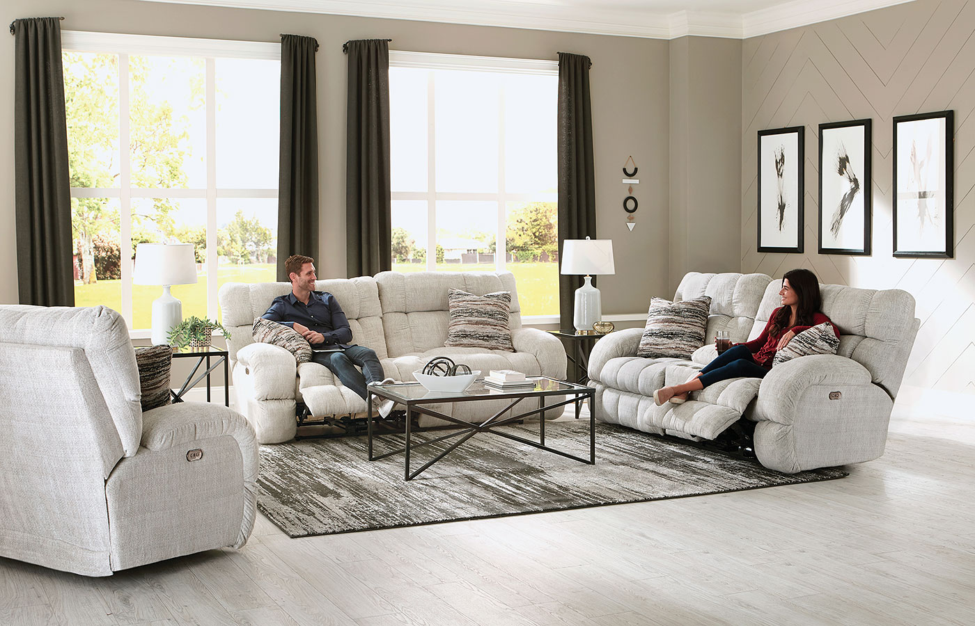 Ashland Power Lay Flat Reclining Living Room Set (Buff) Catnapper ...