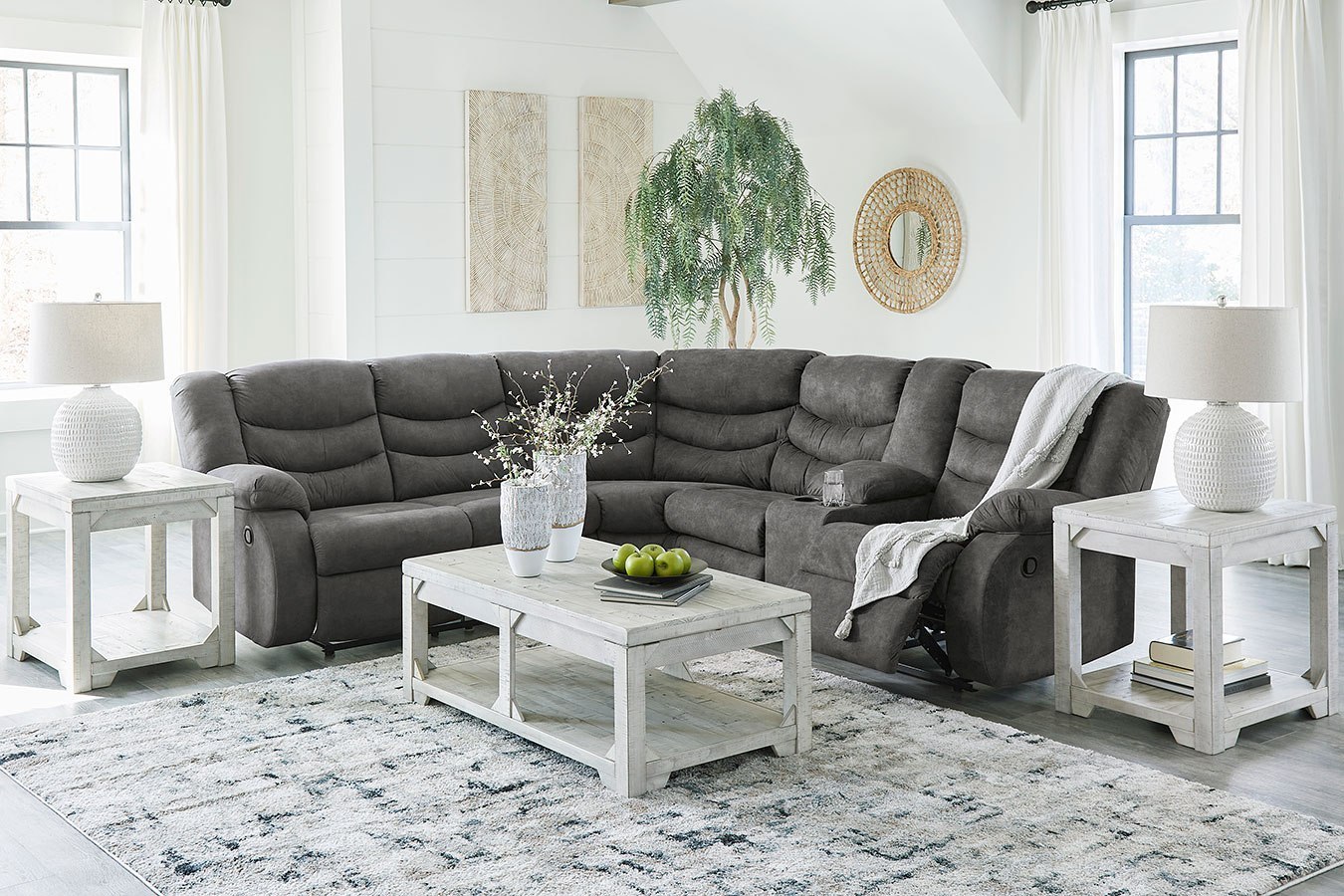 Partymate Slate Reclining Sectional Set Signature Design | Furniture Cart
