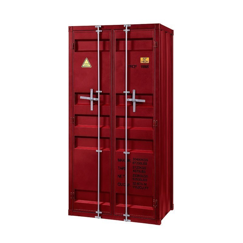 Cargo Youth Double Door Wardrobe (Red) Acme Furniture | Furniture Cart