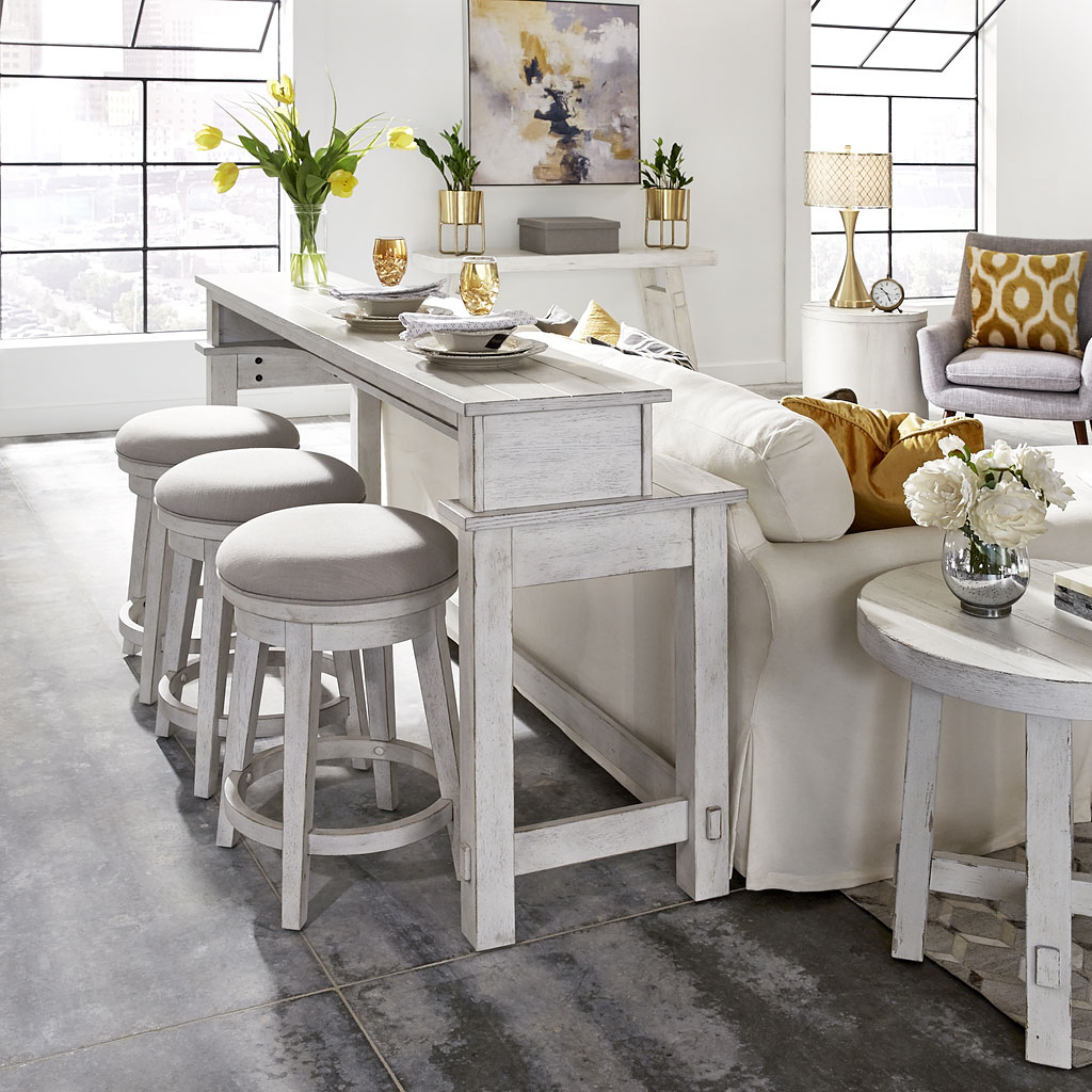 Modern Farmhouse Console Bar Set (Aged White) Liberty Furniture ...