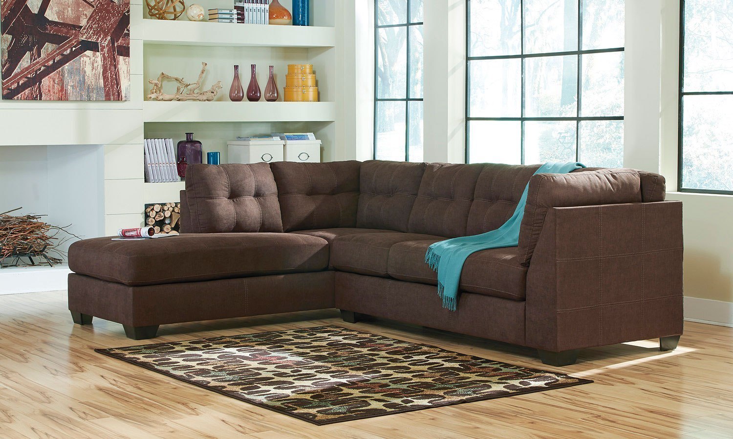 Maier Walnut Sectional W/ Left Chaise BenchCraft | Furniture Cart