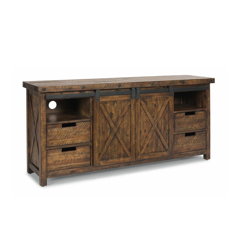 Carpenter Entertainment Console (Rustic Brown) Flexsteel | Furniture Cart