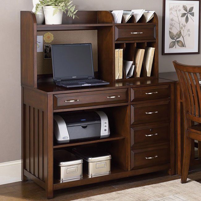 Hampton Bay Computer Credenza W/ Hutch (Cherry) Liberty Furniture ...