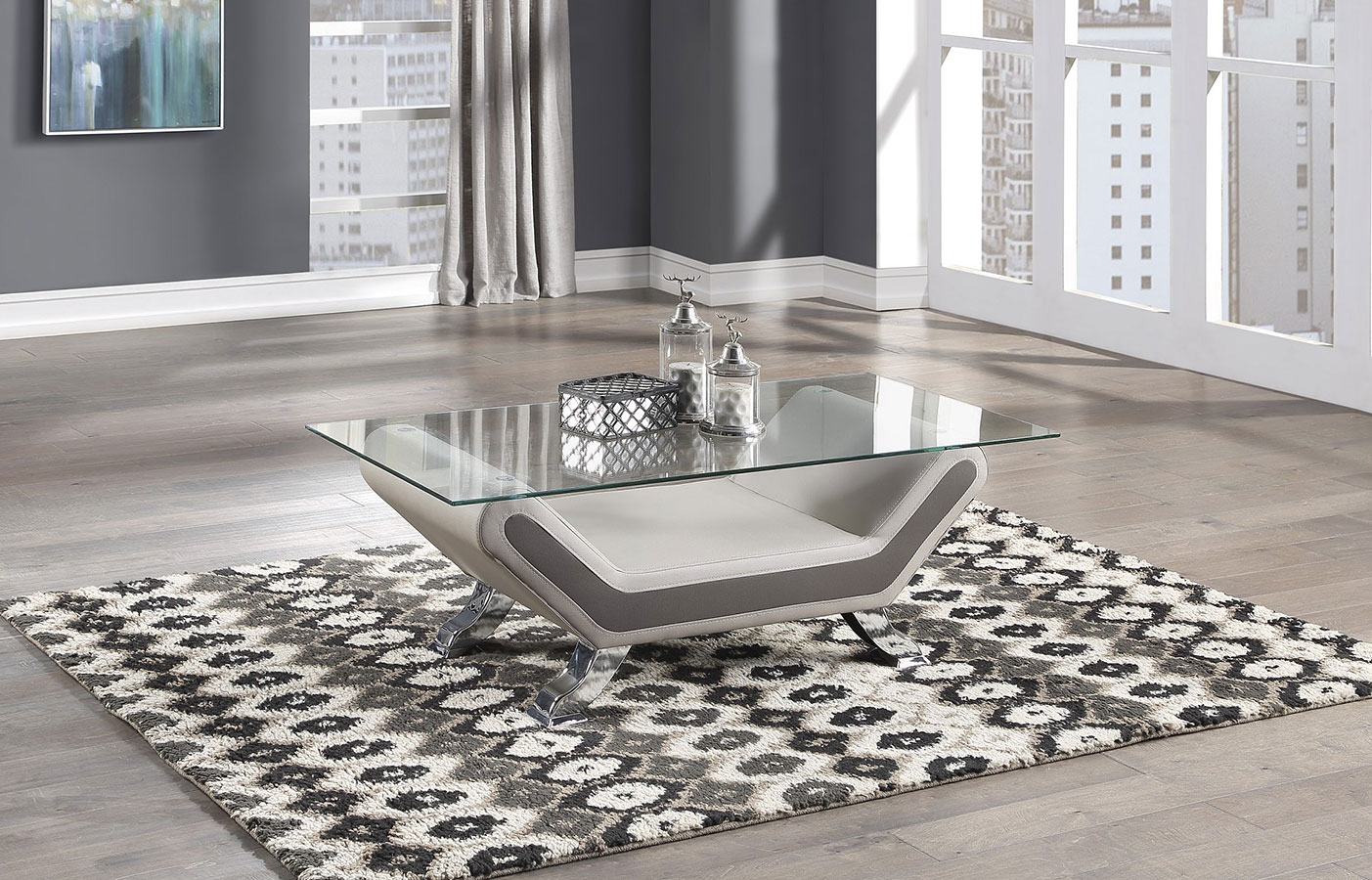 Veloce Cocktail Table (Beige And Gray) Homelegance | Furniture Cart