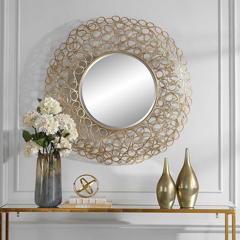 Swirl Round Gold Mirror Uttermost | Furniture Cart