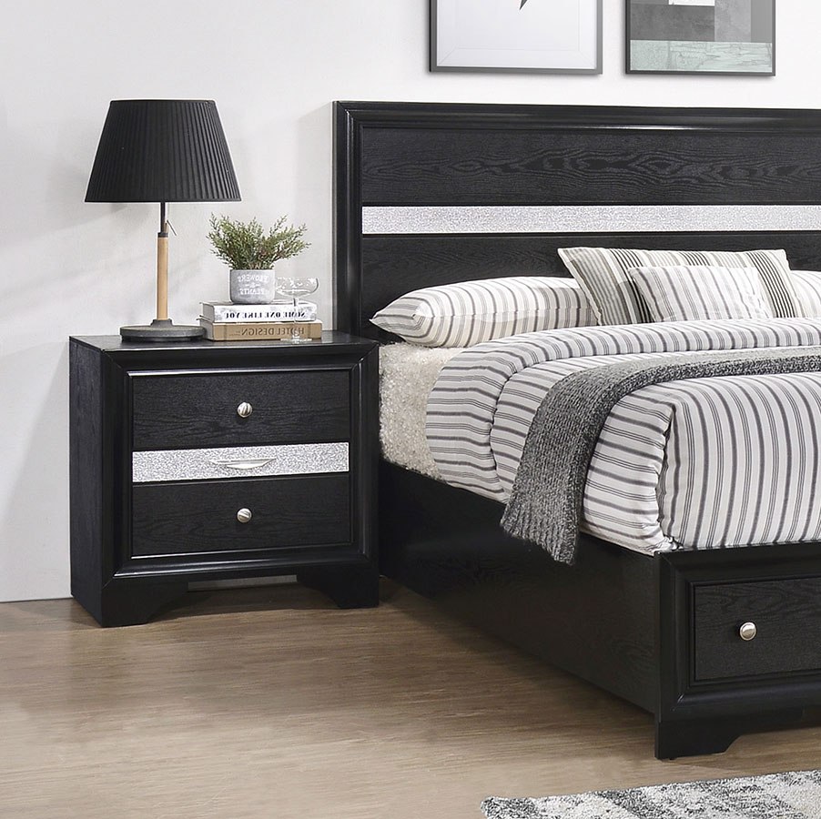 Regata Nightstand (Black) Crown Mark Furniture | Furniture Cart