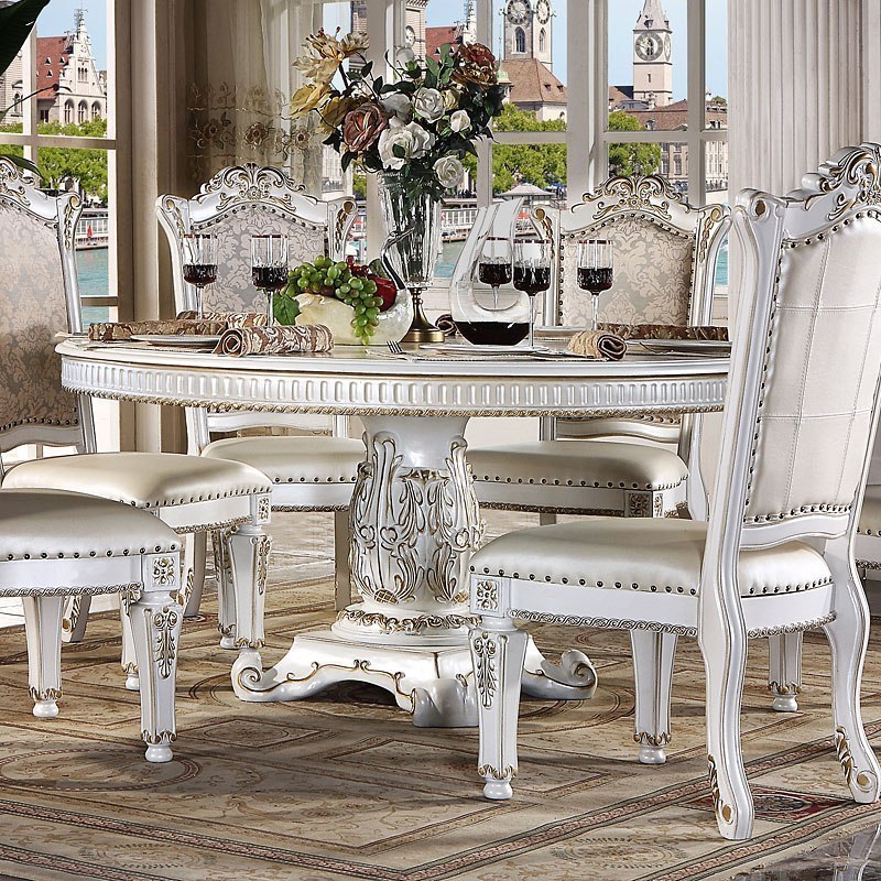 Vendome Round Dining Table (Antique Pearl) Acme Furniture | Furniture Cart