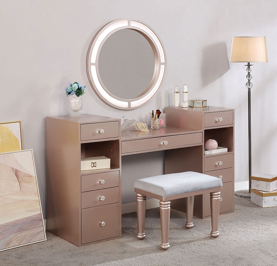 Yasmine Vanity Set (Tiffany Blush) Furniture Of America | Furniture Cart