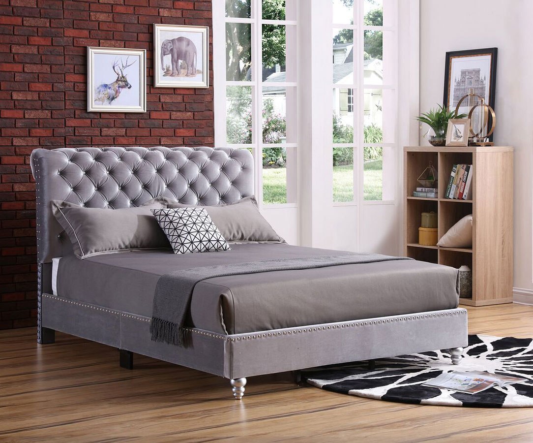 G1940 Smoke Gray Upholstered Bed Glory Furniture | Furniture Cart