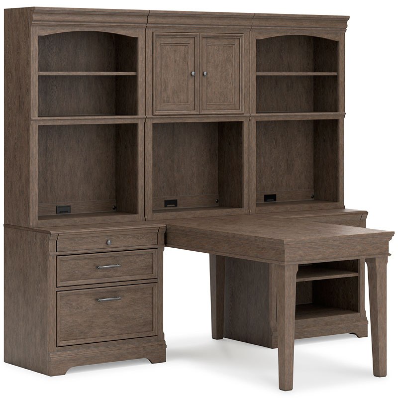 Janismore 6-Piece Bookcase Wall Unit W/ Desk Signature Design ...