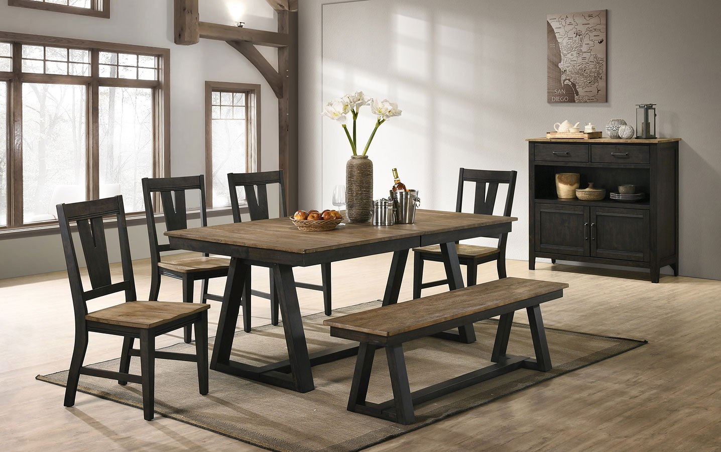 Harper Rectangular Dining Room Set W/ Bench Intercon Furniture ...