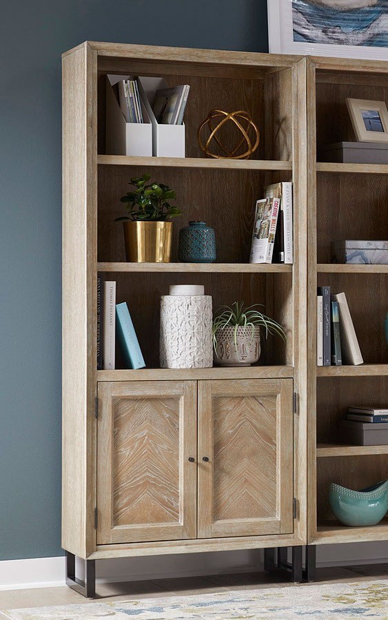 Harper Point Door Bookcase (Bleached Khaki) Aspenhome | Furniture Cart