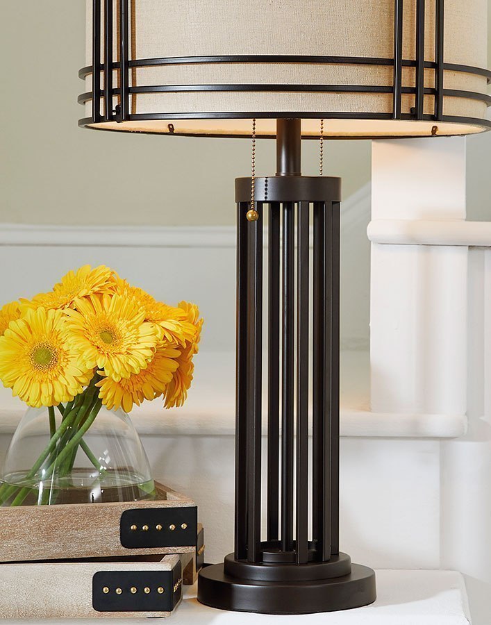 Hanswell Dark Brown Metal Table Lamp Signature Design | Furniture Cart