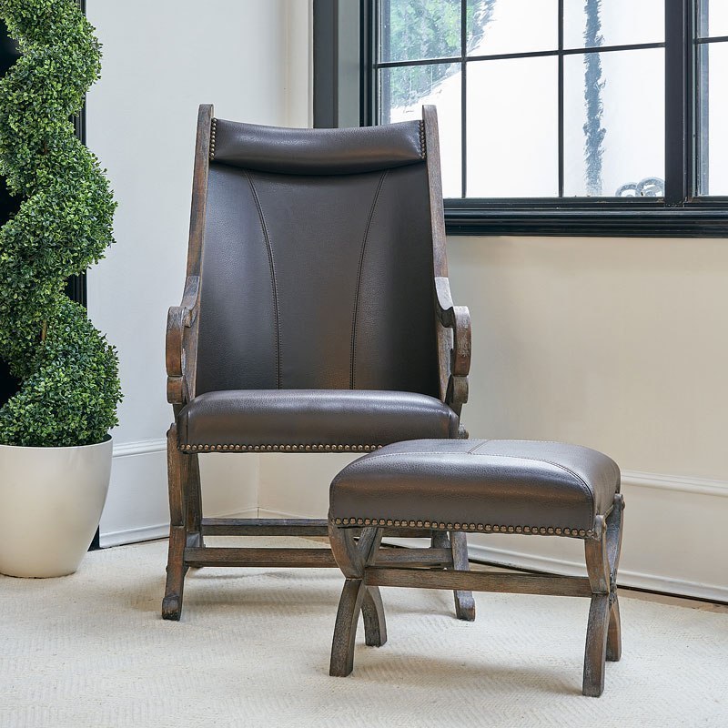 Hunter Chair W/ Ottoman (Wire Brushed Grey) Elements Furniture ...