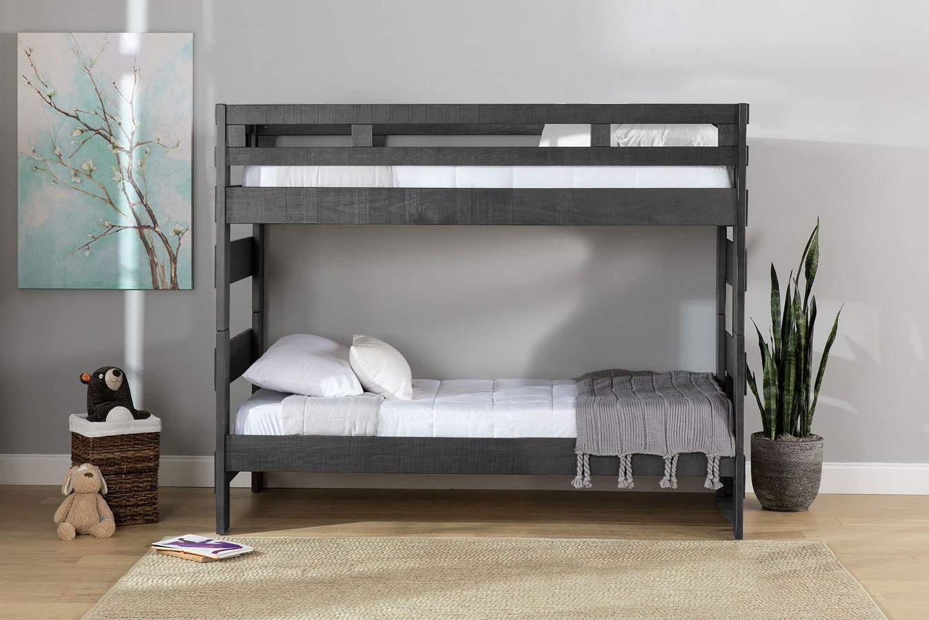 Vista Grey High Top Bunk Bedroom Set W/ Ladder Elements Furniture ...