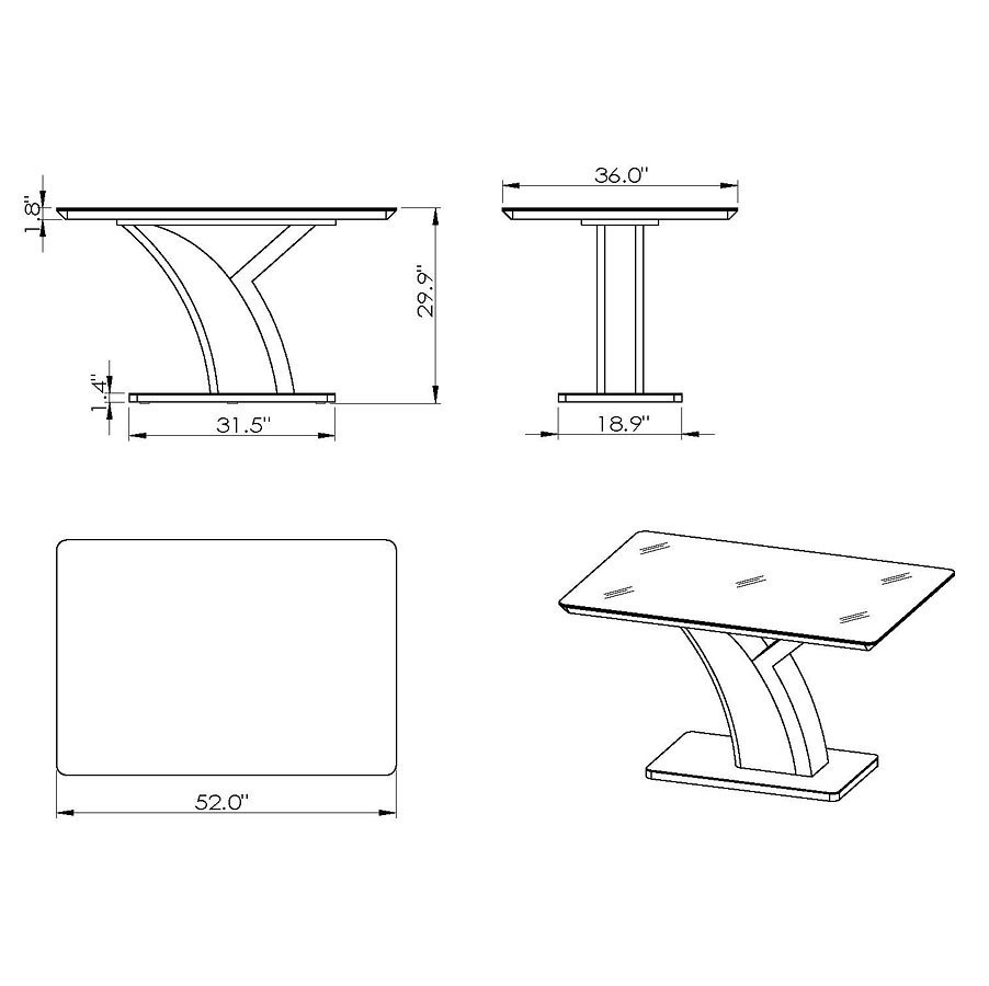Natasha Rectangular Dining Table Chintaly Imports, 1 Reviews ...