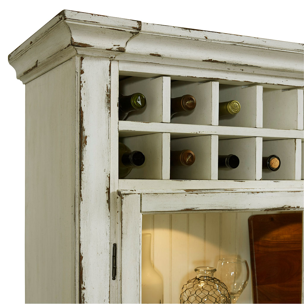 Antique White Display Curio Cabinet With Wine Storage Pulaski Furniture ...