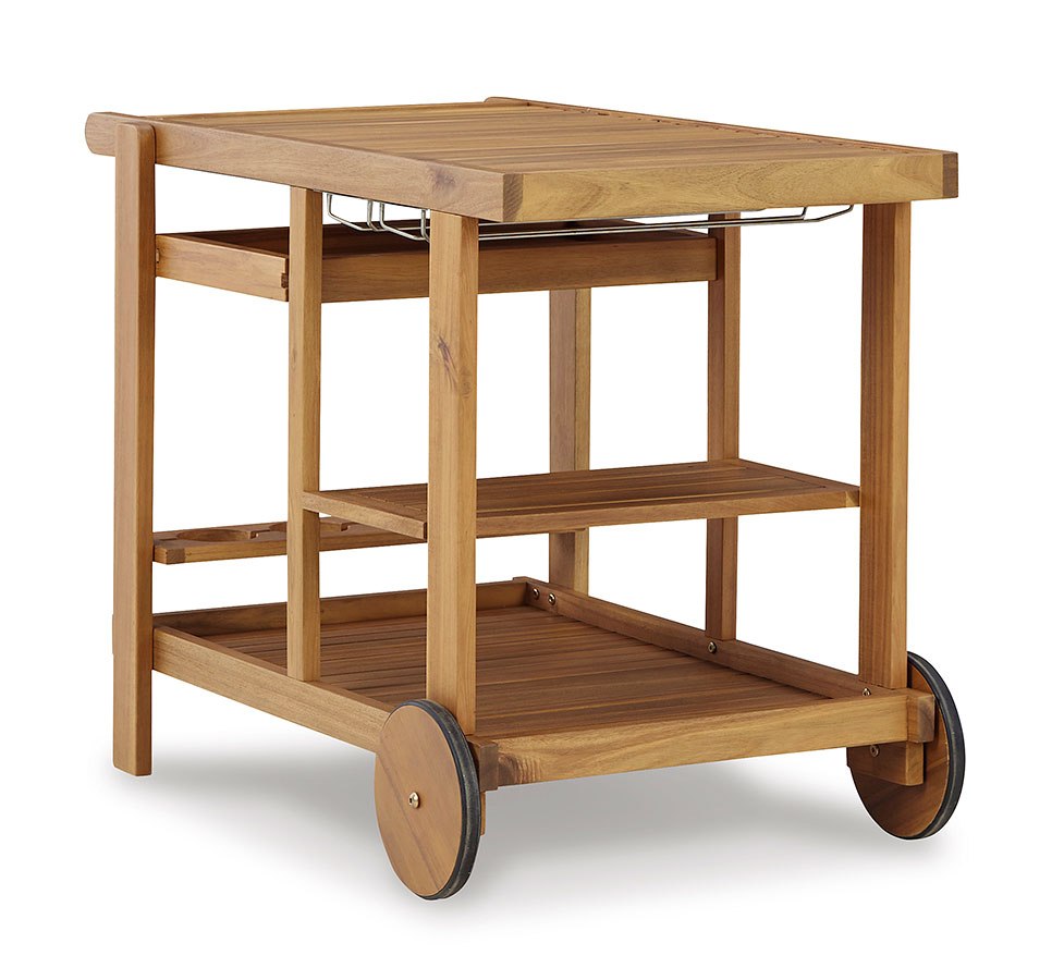 Kailani Serving Cart (Light Brown) Signature Design | Furniture Cart