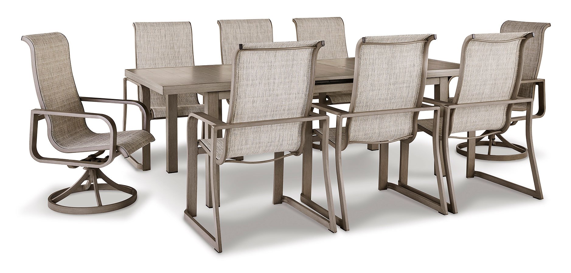 Beach Front Outdoor Dining Set W/ Sling Chairs Signature Design ...