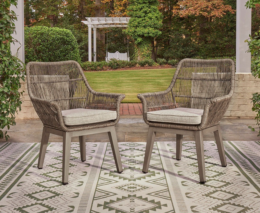 Beachcroft Outdoor Dining Set W/ Beach Front Chairs Signature Design ...
