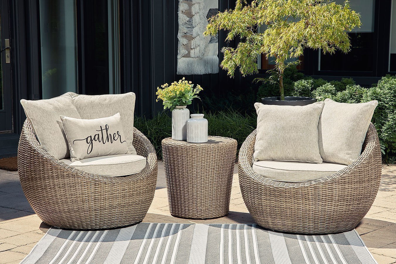 Danson Outdoor Seating Set Signature Design | Furniture Cart