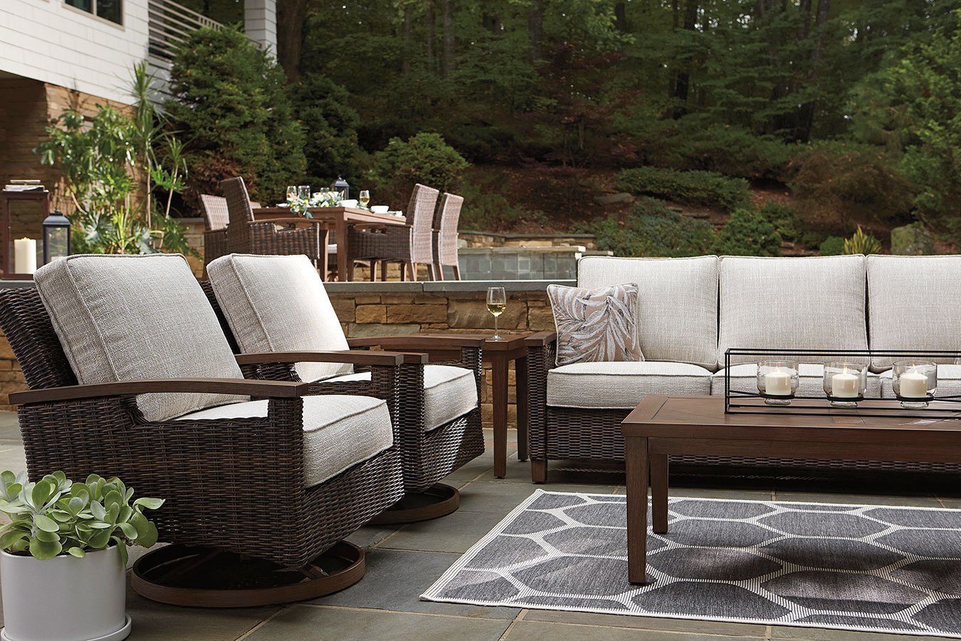Paradise Trail Outdoor Seating Set Signature Design | Furniture Cart