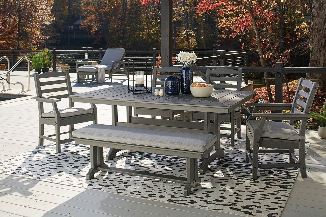 Visola Outdoor Dining Set W/ Bench Signature Design | Furniture Cart