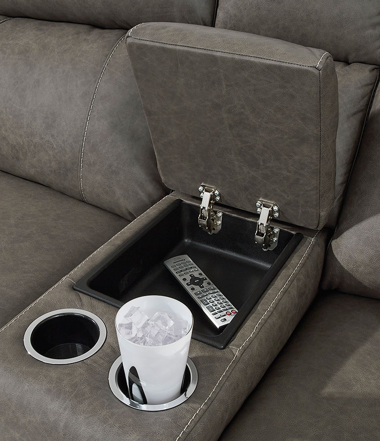 Roman Smoke Power Reclining Console Loveseat W/ Adjustable Headrests ...