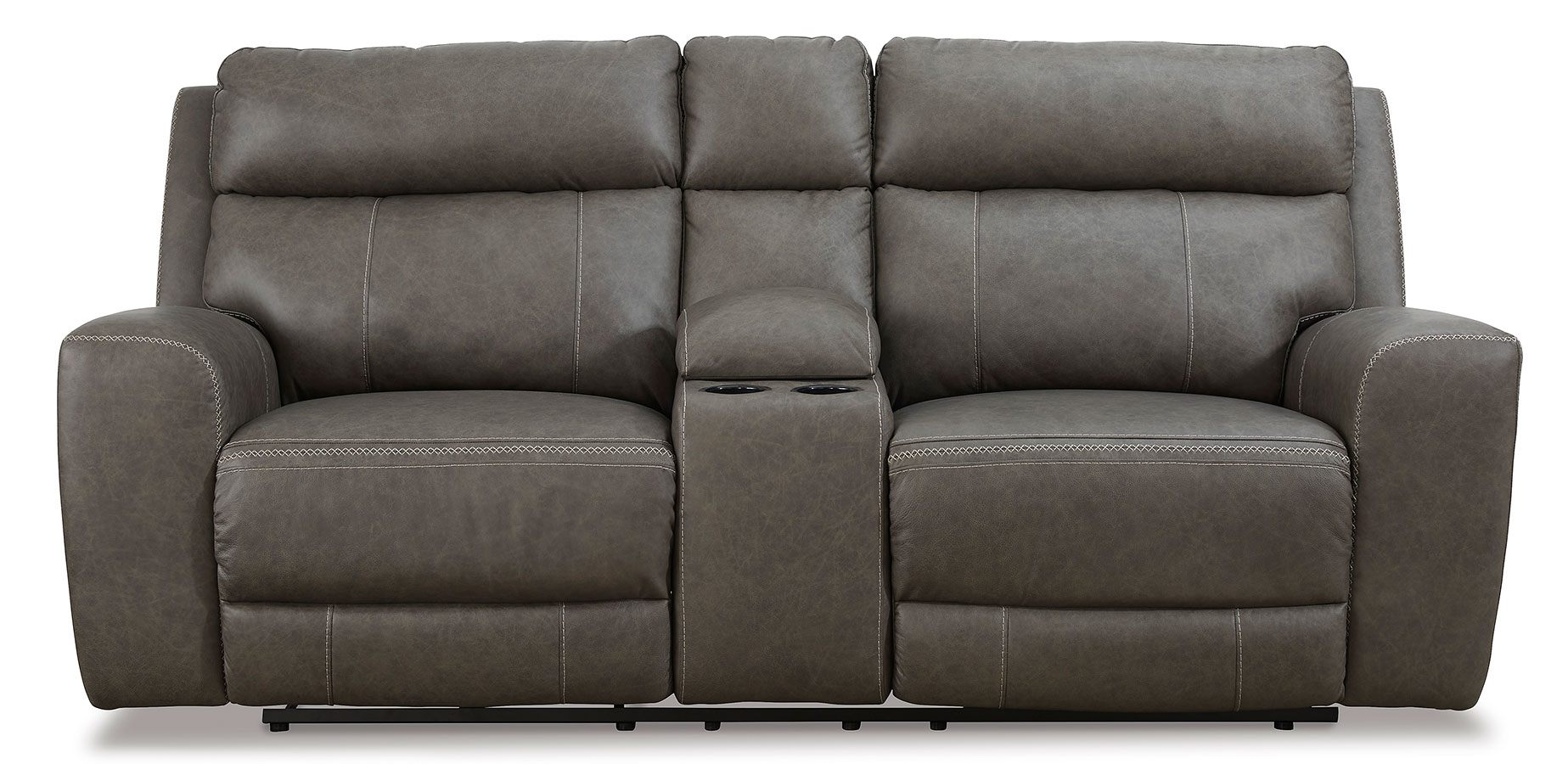 Roman Smoke Power Reclining Console Loveseat W/ Adjustable Headrests ...
