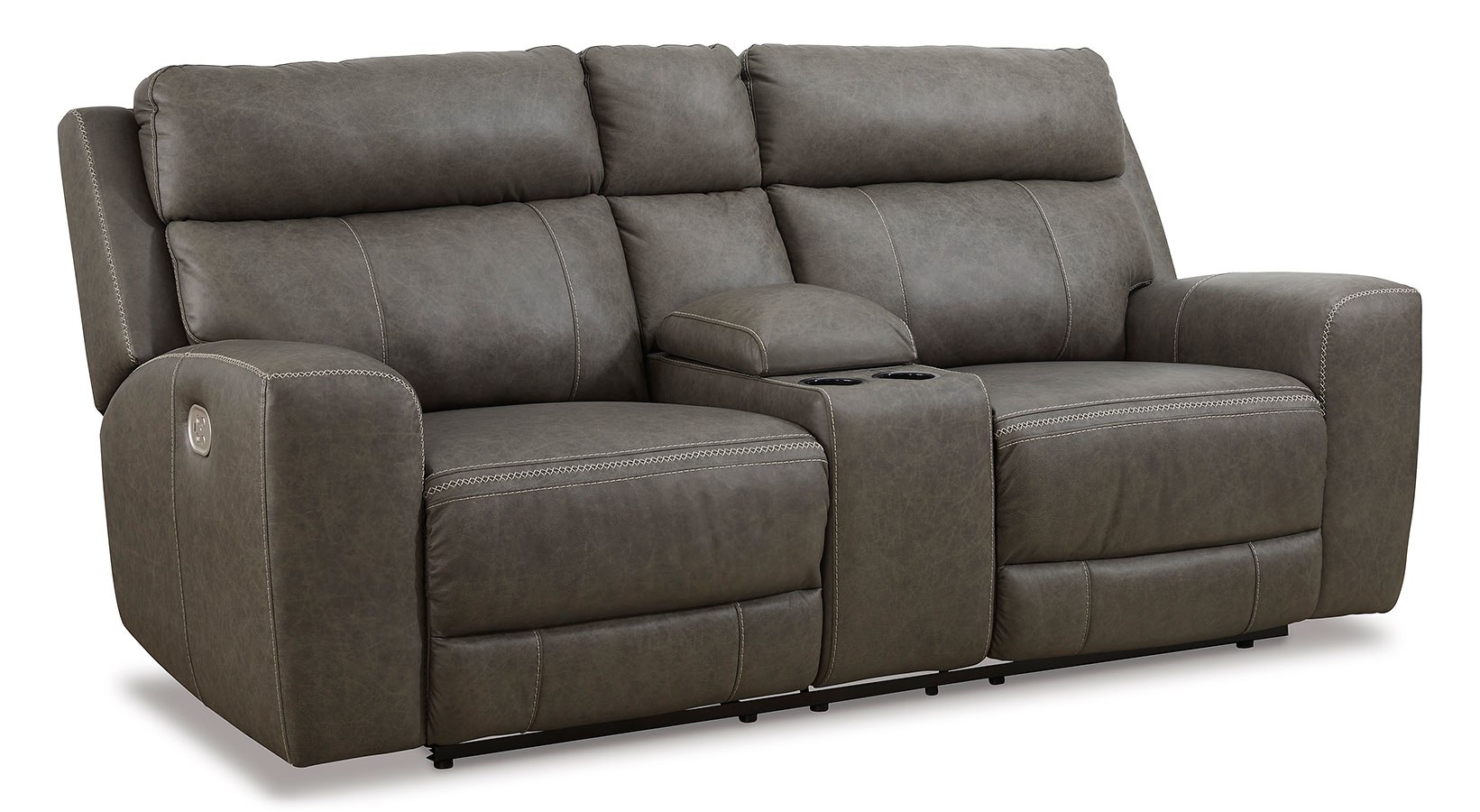 Roman Smoke Power Reclining Console Loveseat W/ Adjustable Headrests ...
