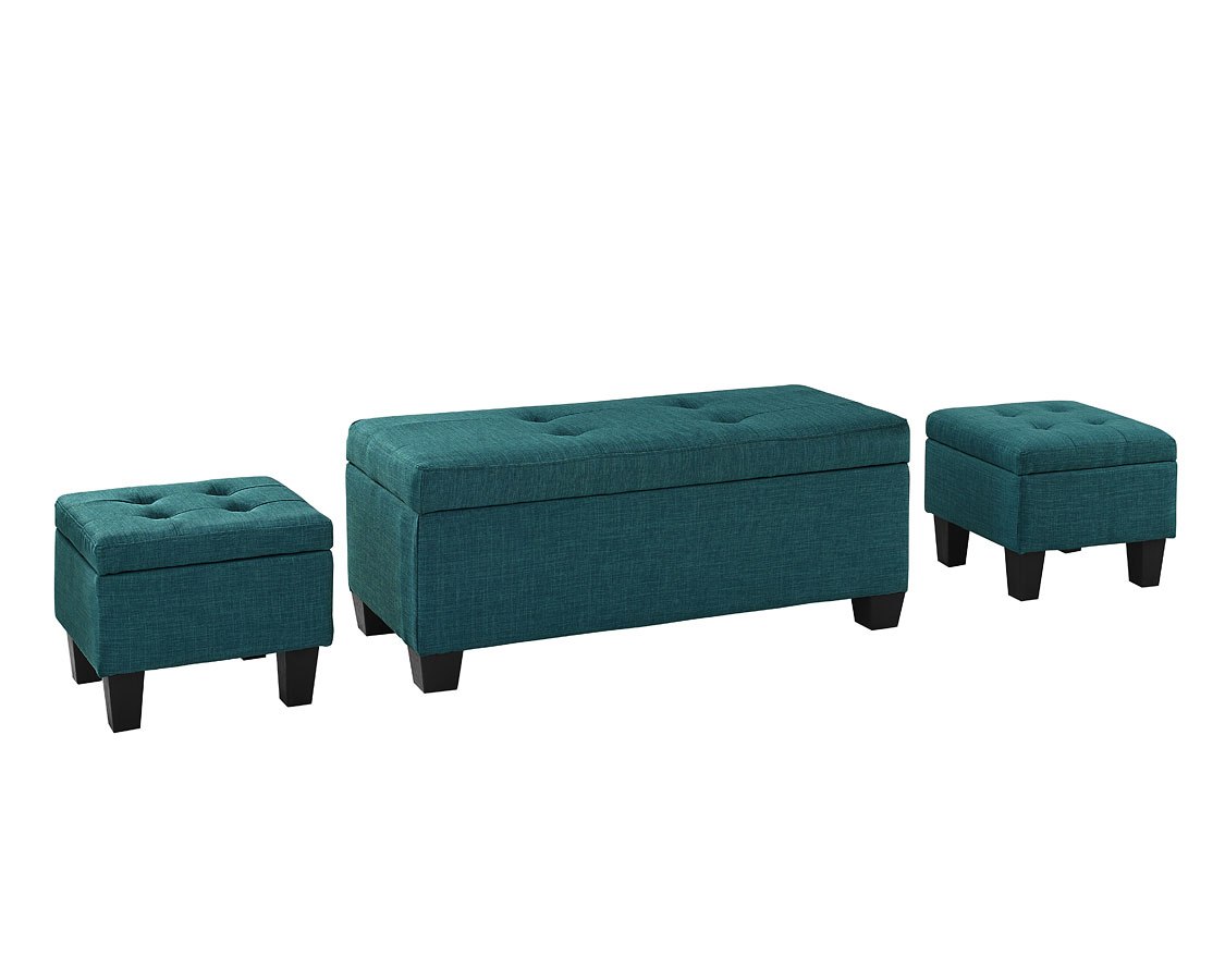Ethan 3-Piece Ottoman Bench (Teal) (Set Of 3) Elements Furniture ...
