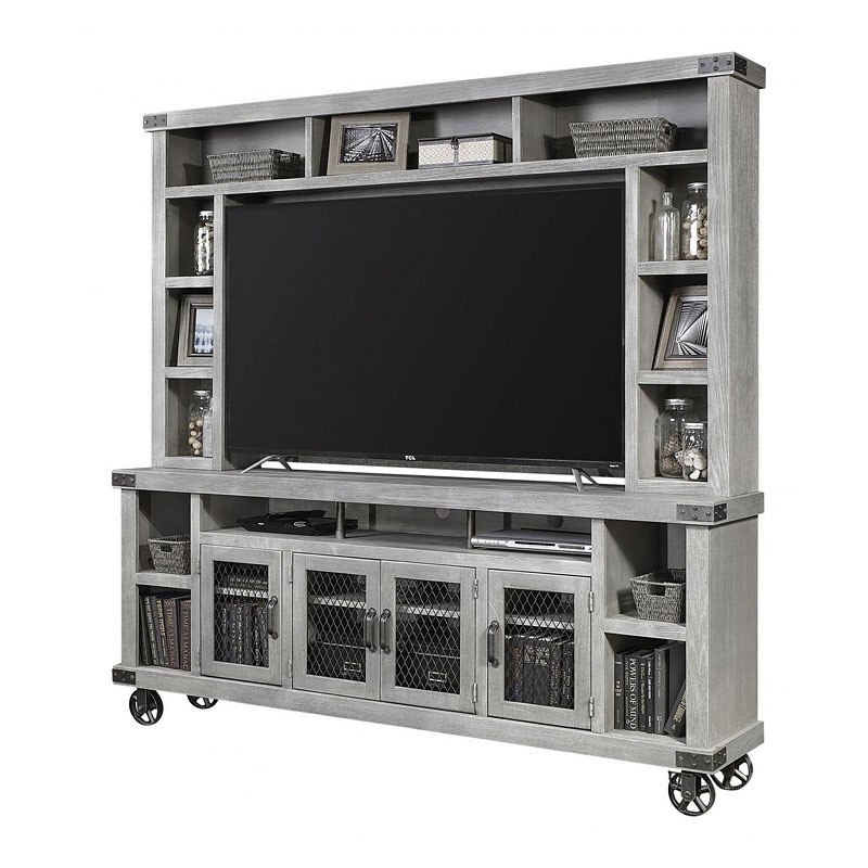 Industrial 84 Inch Entertainment Center (Lighthouse Grey) Aspenhome ...