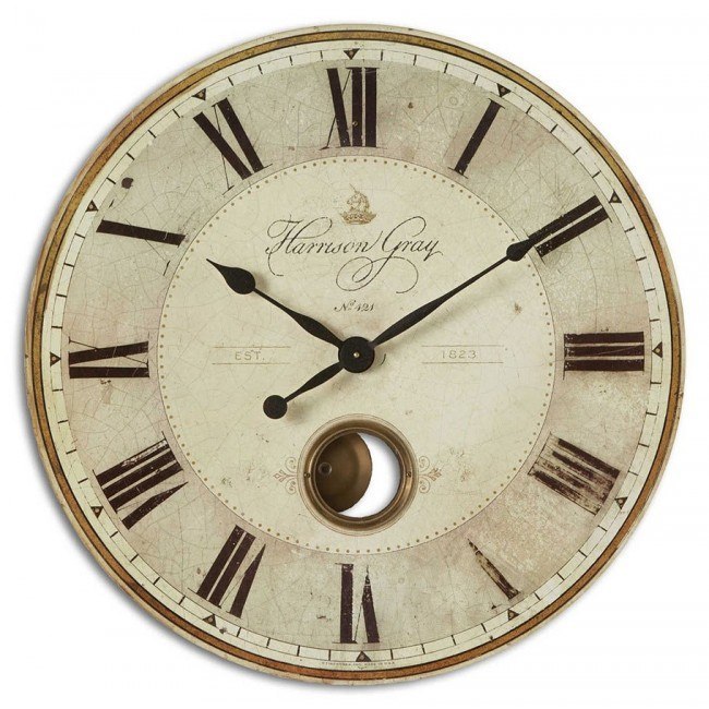 Harrison Gray 30 Inch Clock Uttermost | Furniture Cart