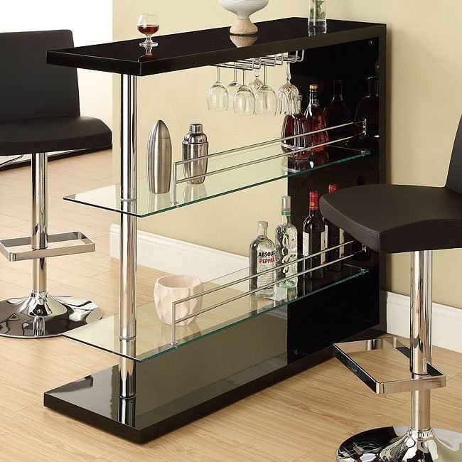 Sleek Contemporary Bar (Black) Coaster Furniture | Furniture Cart