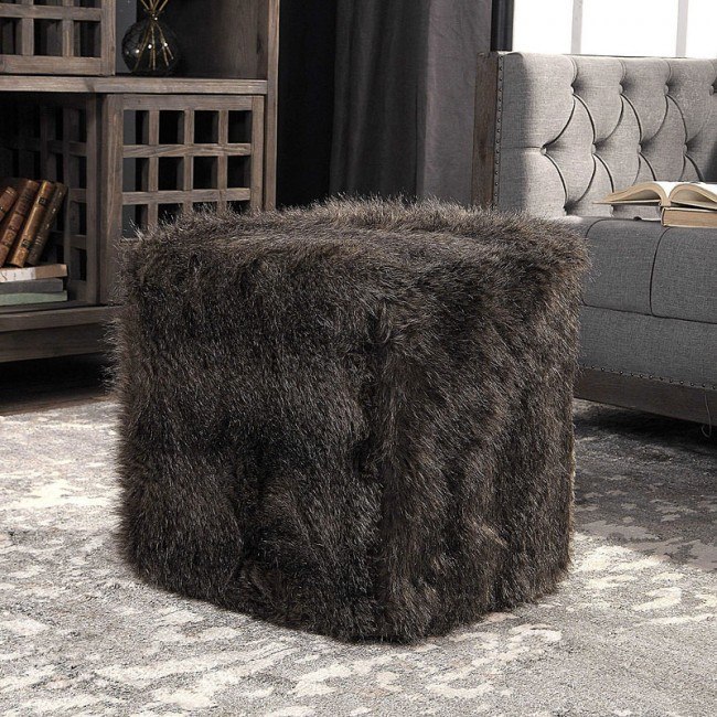 Jayna Fur Ottoman Uttermost | Furniture Cart