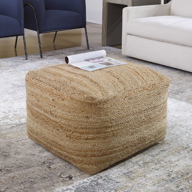 Camden Braided Hemp Pouf Uttermost | Furniture Cart