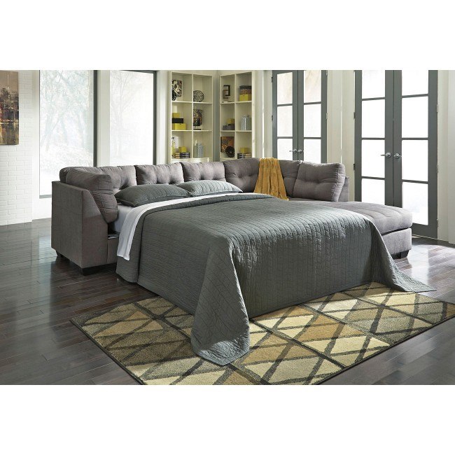 Maier Charcoal Sectional W/ Left Full Sofa Sleeper BenchCraft ...
