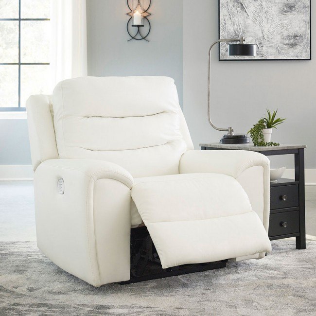 Warlin White Power Recliner W/ Adjustable Headrest Signature Design ...
